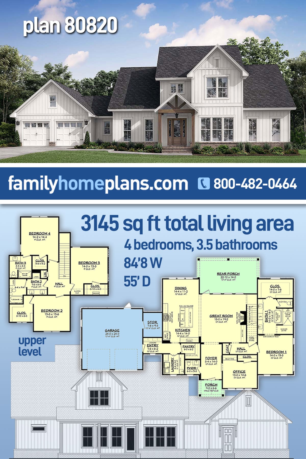 Plan 80820 | Modern Farmhouse Plan
