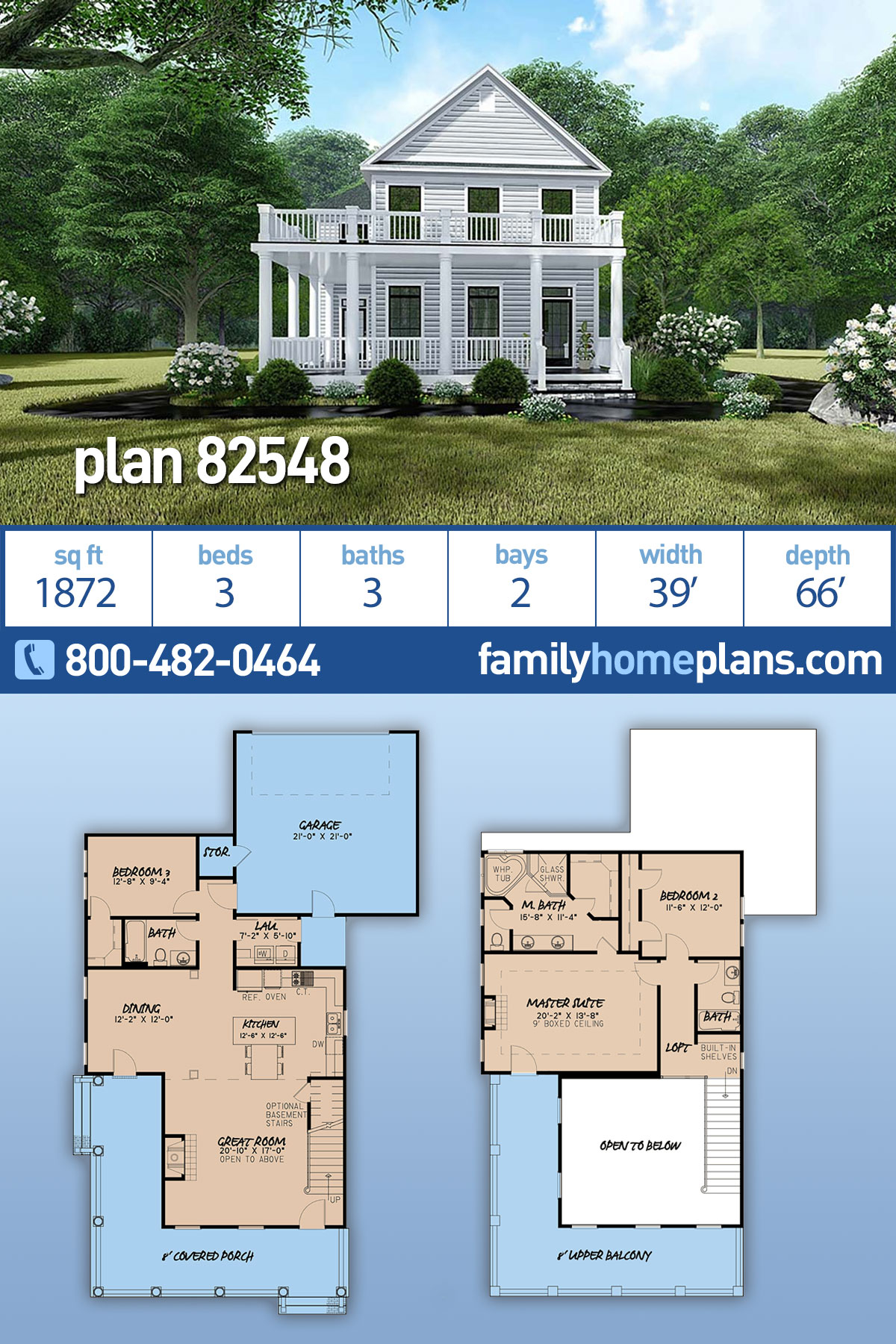 Plan 82548 | Traditional Neighborhood House Plan 82548 has 3 Beds