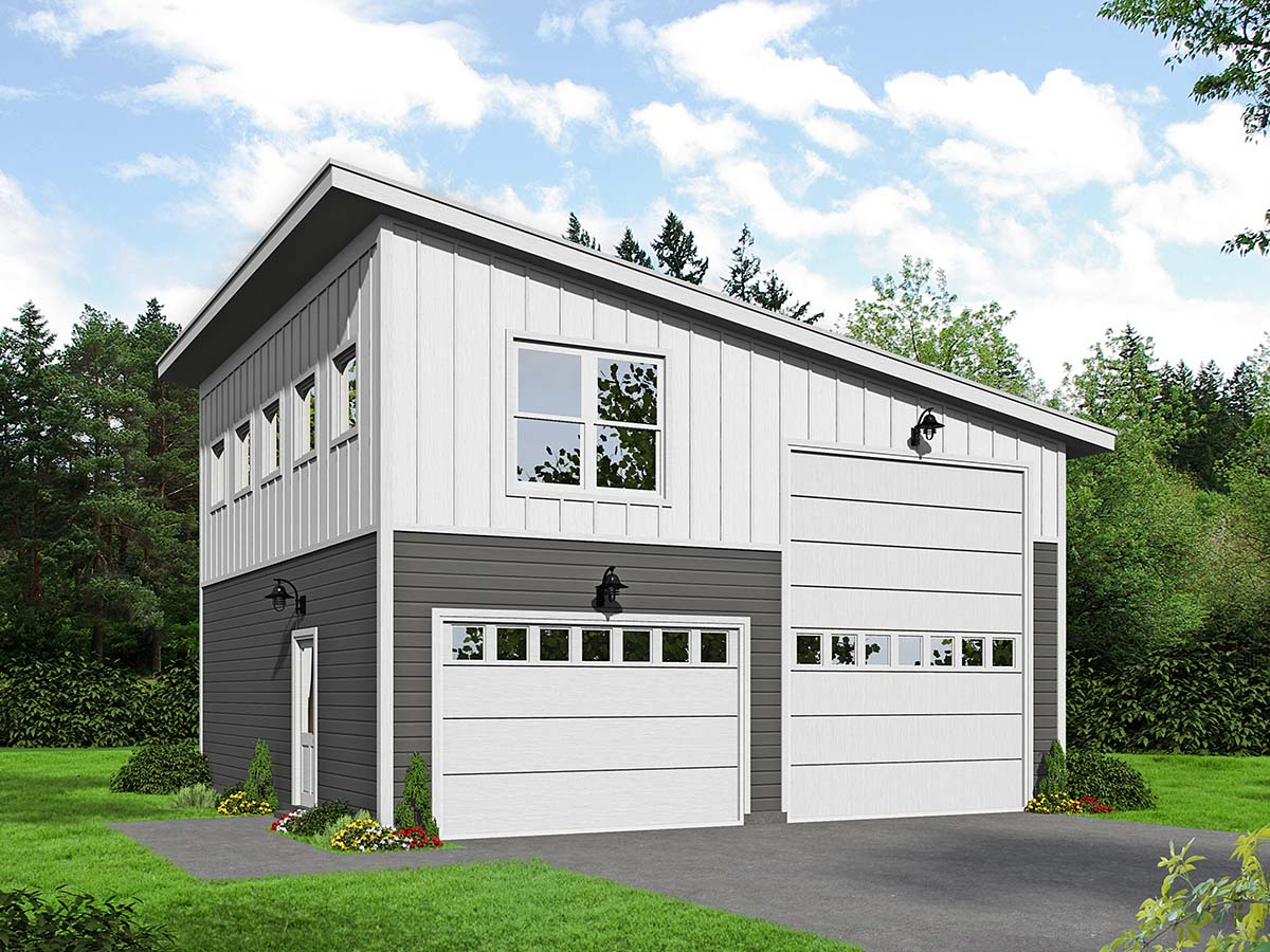 Plan 40878 | Modern Style 2 Car Garage, RV Storage