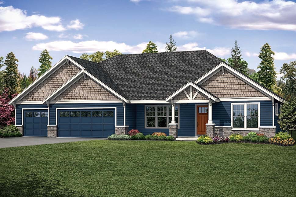 Plan 41318 | Ranch Style with 4 Bed, 3 Bath, 3 Car Garage