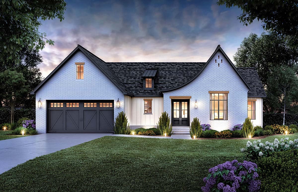 Plan 41465 | Ranch Style with 3 Bed, 2 Bath, 2 Car Garage