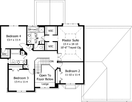 Plan 42201 | Traditional Style with 4 Bed, 3 Bath, 2 Car Garage