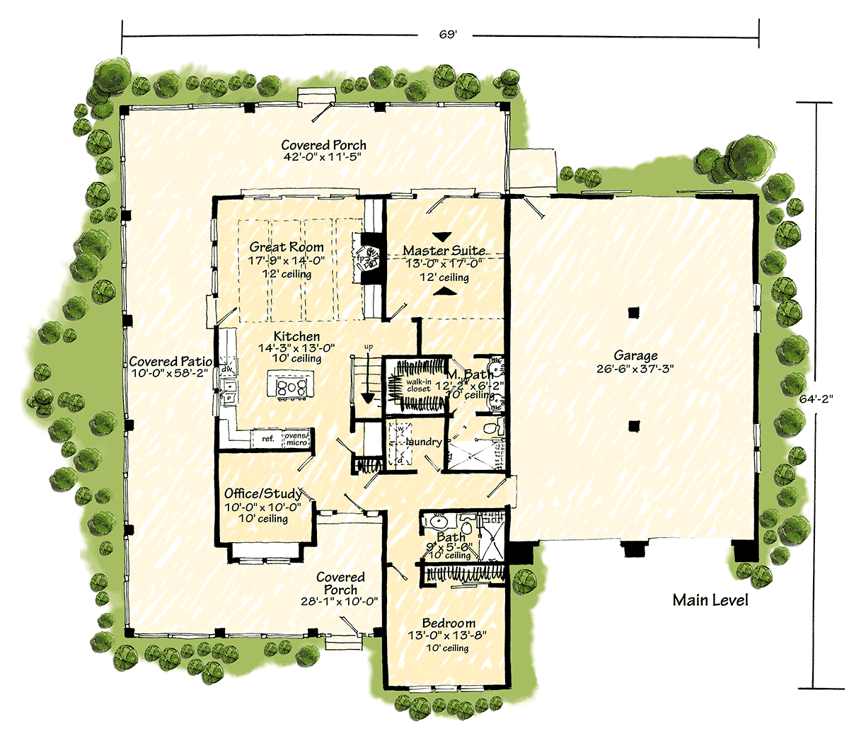 Plan 43268 | Traditional Style with 4 Bed, 3 Bath, 2 Car Garage