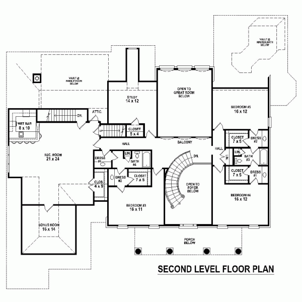 Plan 48393 | Traditional Style with 5 Bed, 5 Bath, 3 Car Garage
