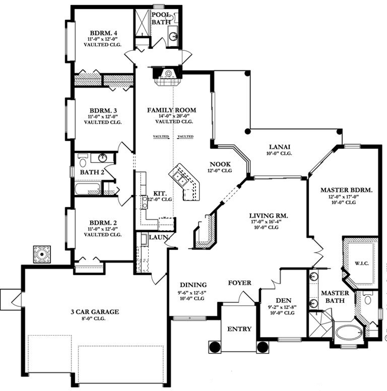 Plan 50836 | European Style with 4 Bed, 3 Bath, 3 Car Garage