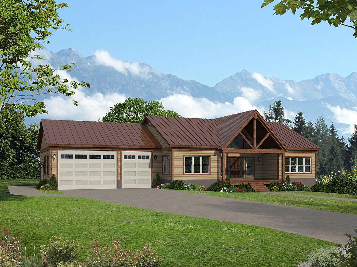 Plan 52166 | Traditional Style with 2 Bed, 2 Bath, 4 Car Garage