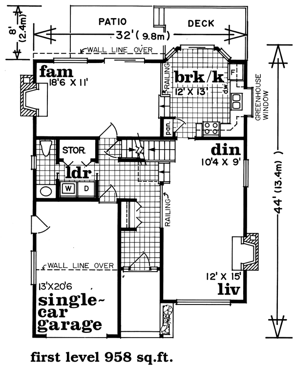 Plan 55385 | Traditional Style with 3 Bed, 3 Bath, 1 Car Garage