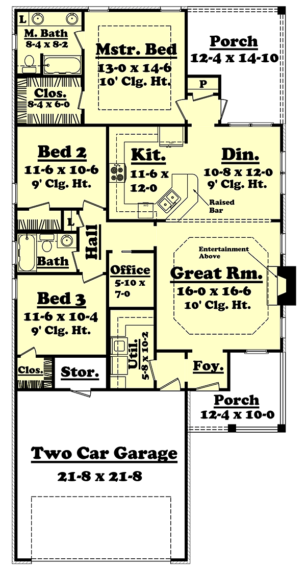 Plan 56954 | Zero Lot Line House Plans for Narrower Lots