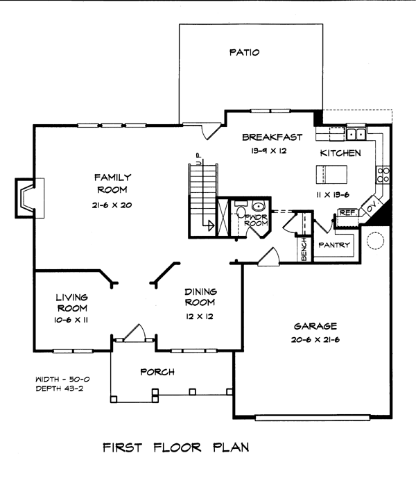 Plan 58181 | Traditional Style with 4 Bed, 3 Bath, 2 Car Garage