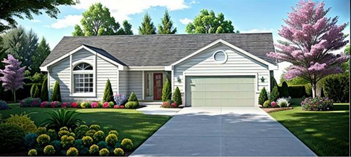 Plan 62528 | Ranch Style with 3 Bed, 2 Bath, 2 Car Garage