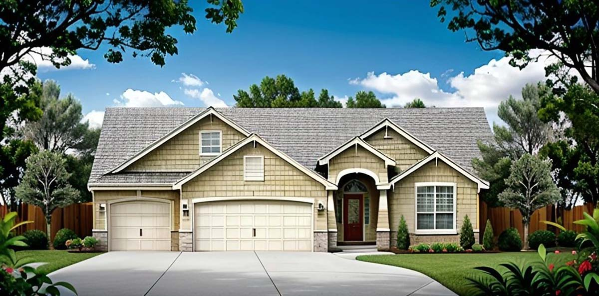 Plan 62642 | Traditional Style with 2 Bed, 2 Bath, 3 Car Garage