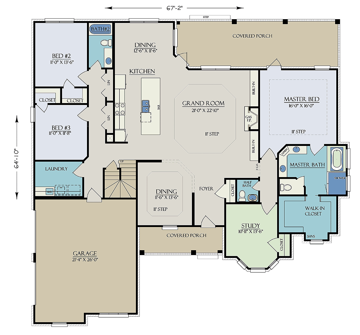 Plan 74774 | Southern Style with 3 Bed, 4 Bath, 2 Car Garage