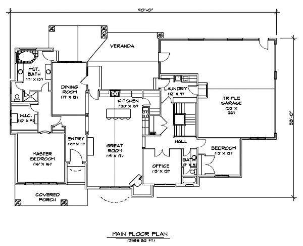 Plan 79821 | European Style with 4 Bed, 3 Bath, 3 Car Garage