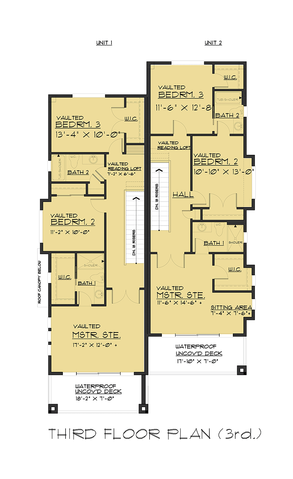 Plan 81940 | 3 Story Modern Style Duplex Plan