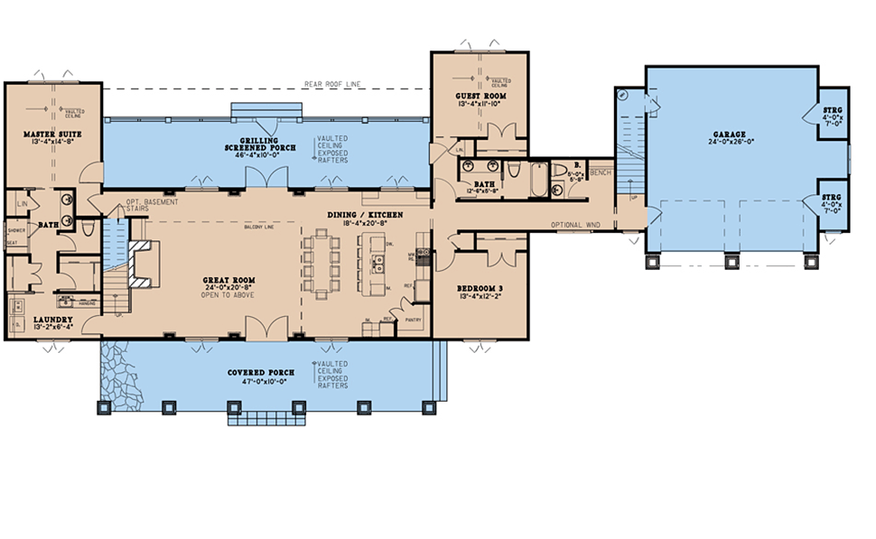 Plan 82602 | Traditional Style with 4 Bed, 4 Bath, 2 Car Garage
