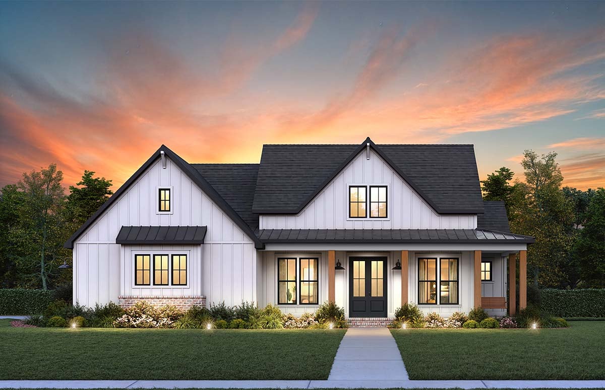 Plan 84709 | Modern Farmhouse Plan With Side Load Garage