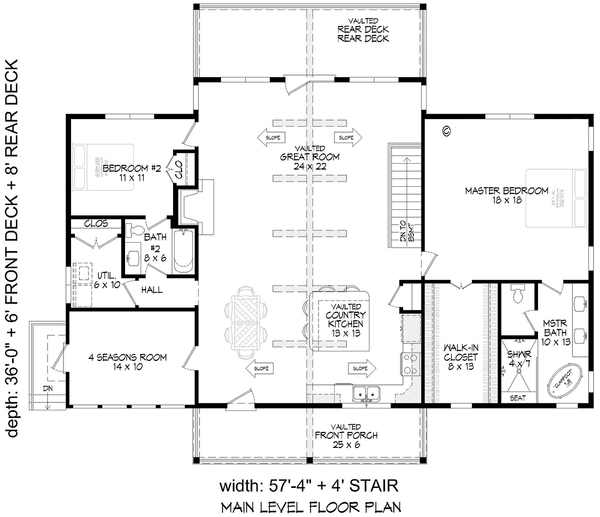 Plan 84809 | Traditional Style with 2 Bed, 2 Bath