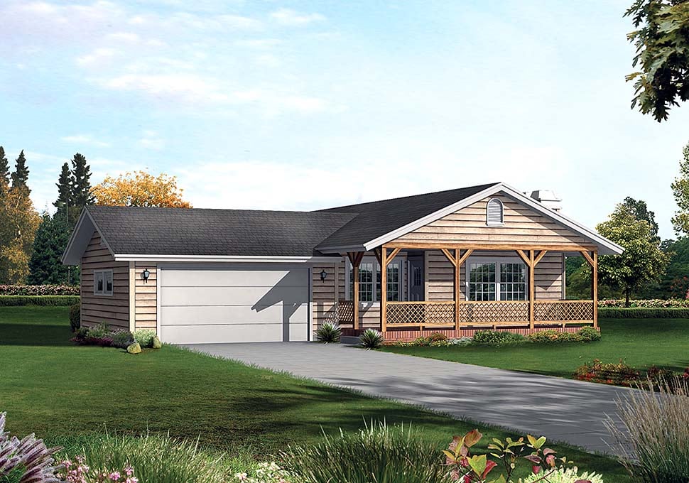 Plan 97258 | Traditional Style with 2 Bed, 1 Bath, 2 Car Garage