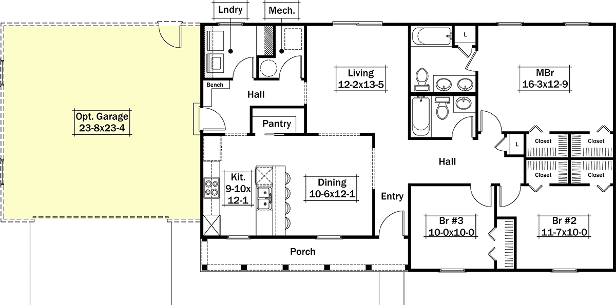 Plan 97268 | Farmhouse Style with 3 Bed, 2 Bath