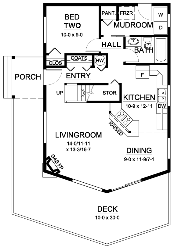Plan 99946 | Contemporary Cabin Home Plan with Prow Window Wall