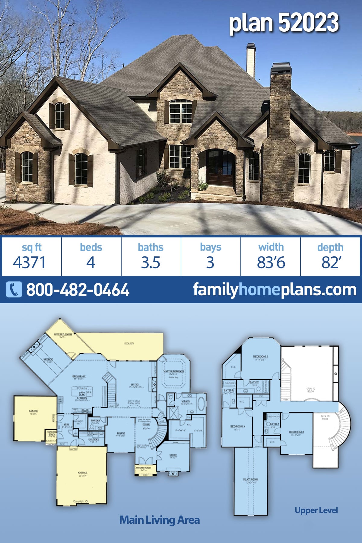 Plan 52023 | Luxury Traditional House Plan #52023 has 4371 sq ft,