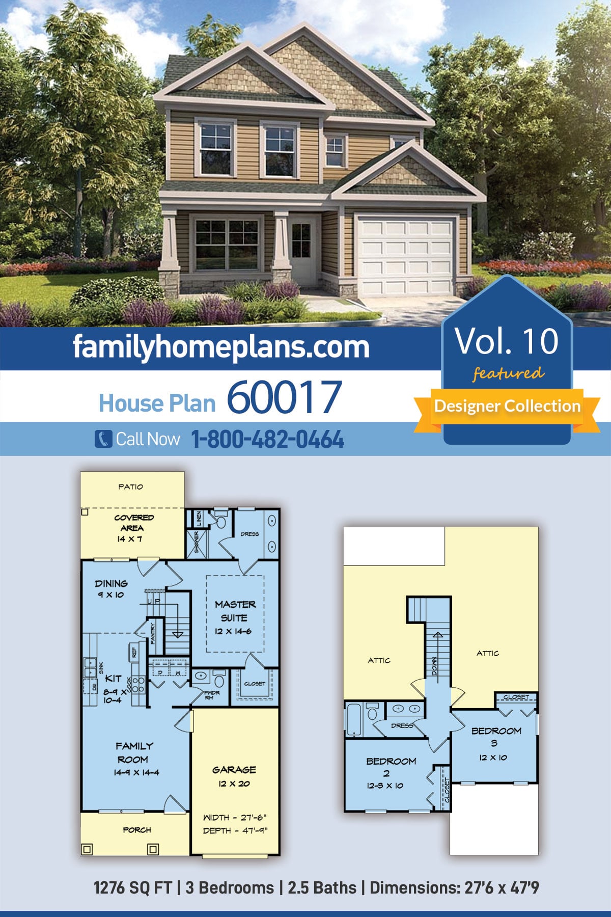 Plan 60017 | Narrow Lot Two Story House Plan 60017 with Forward F