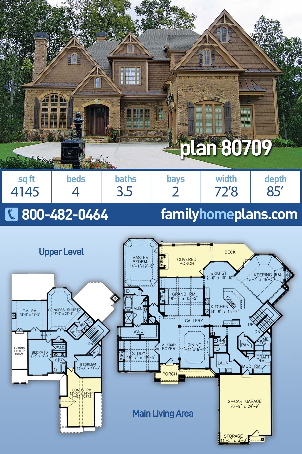 Plan 80709 | French Country European Style House Plan