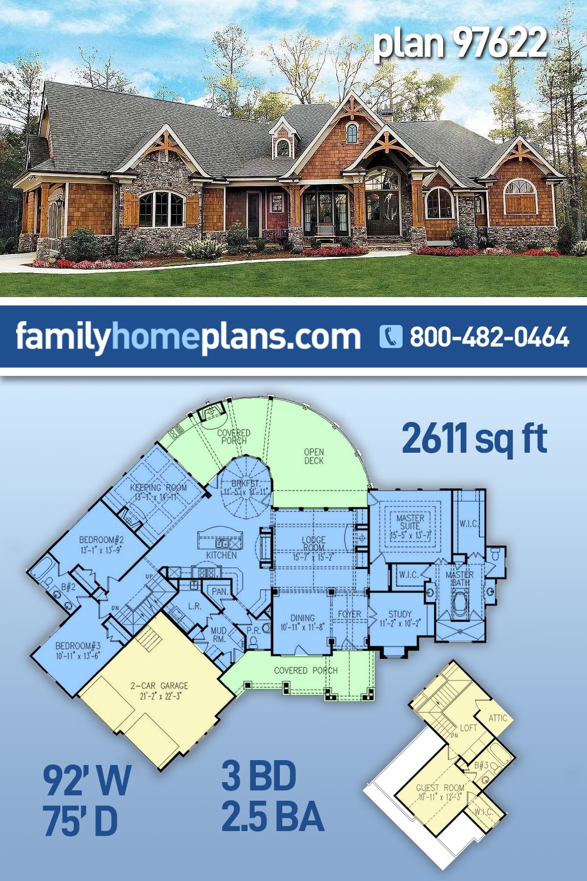 Plan 97622 | Rustic Mountain or New American Style Home Floor Pla