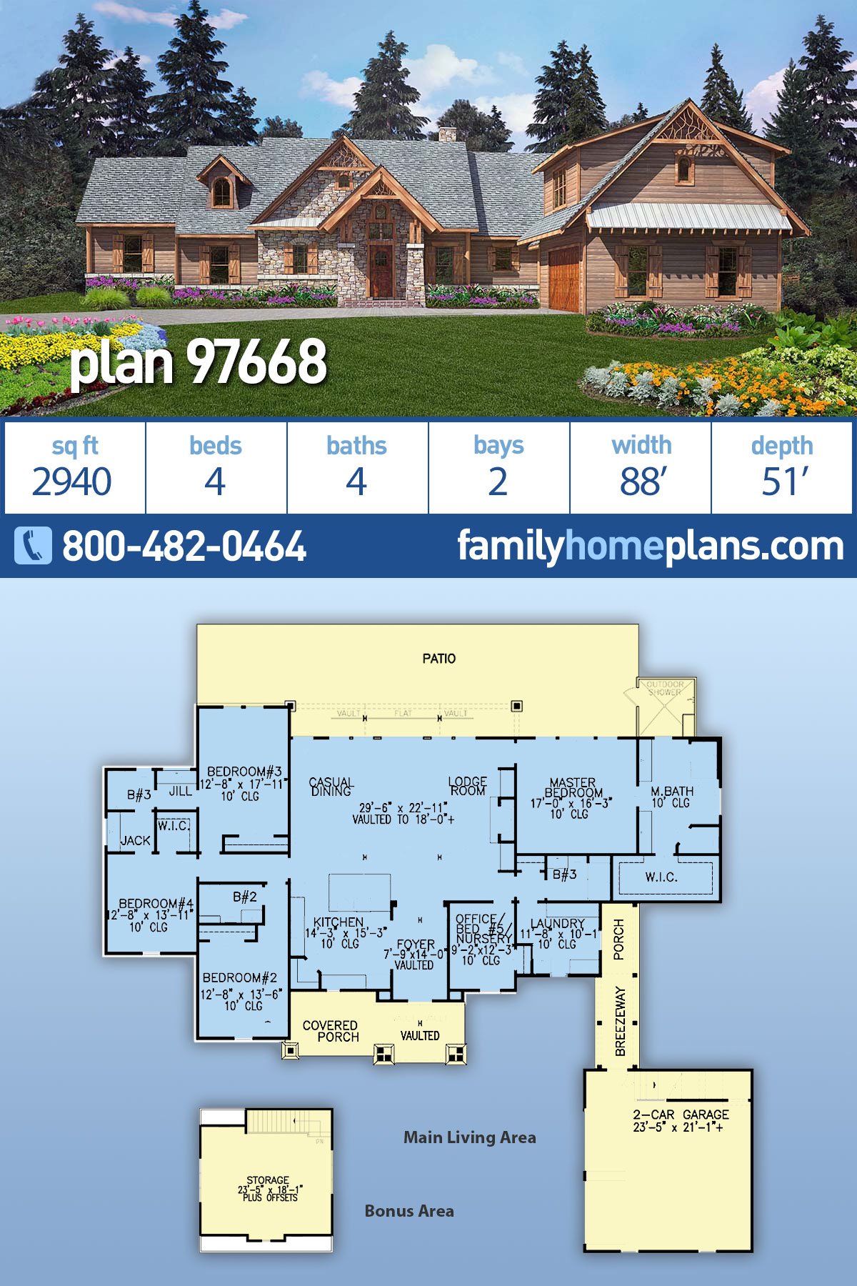 Plan 97668 | Rustic Craftsman Mountain Home Plan 97668 is a 4 Bedroom ...