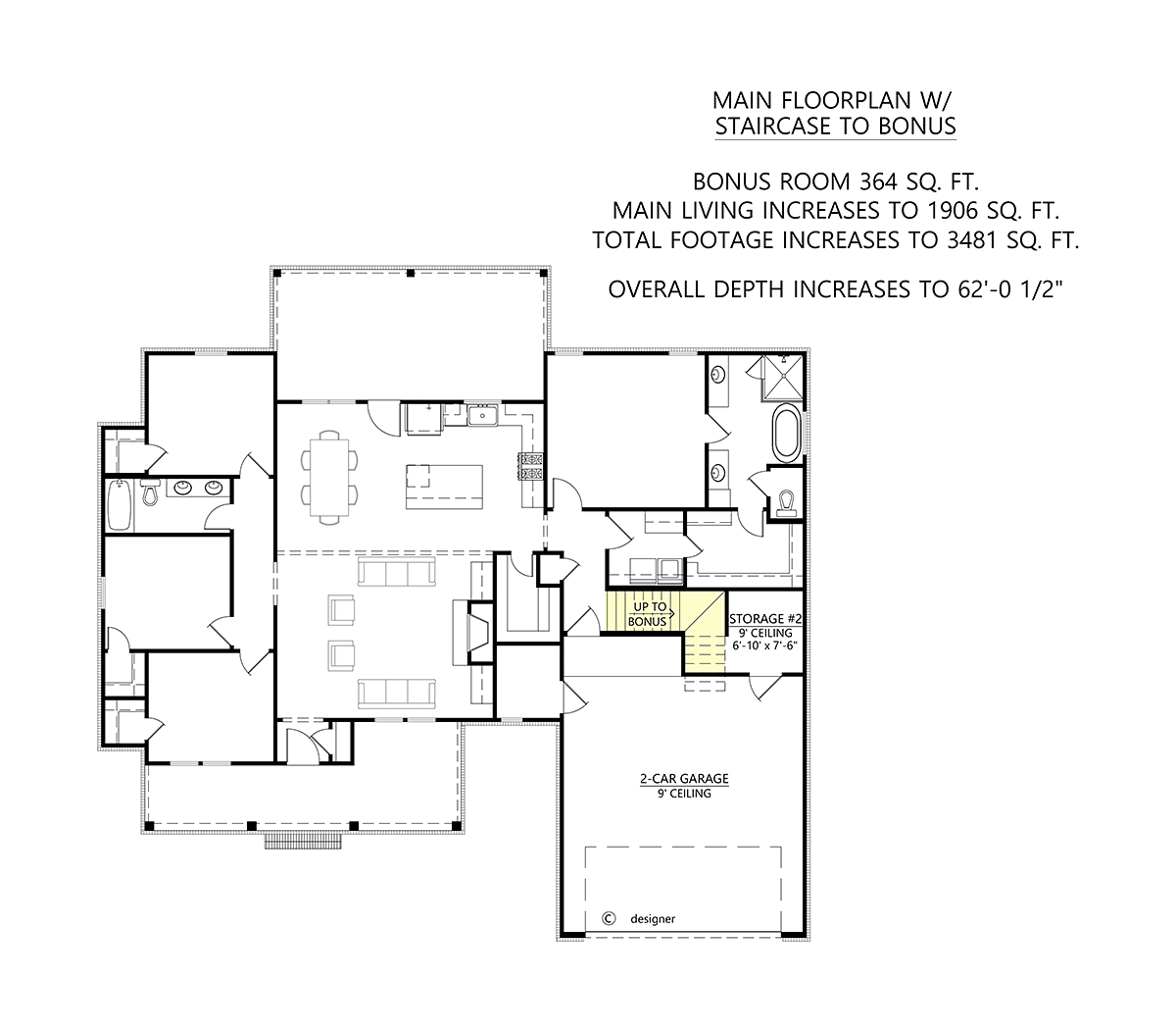 Plan 41468 | Country Ranch Style Home Plan with Master Closet con