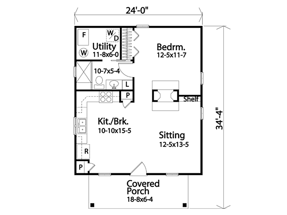 Plan 45163 | 1 Bedroom Cottage House Plan