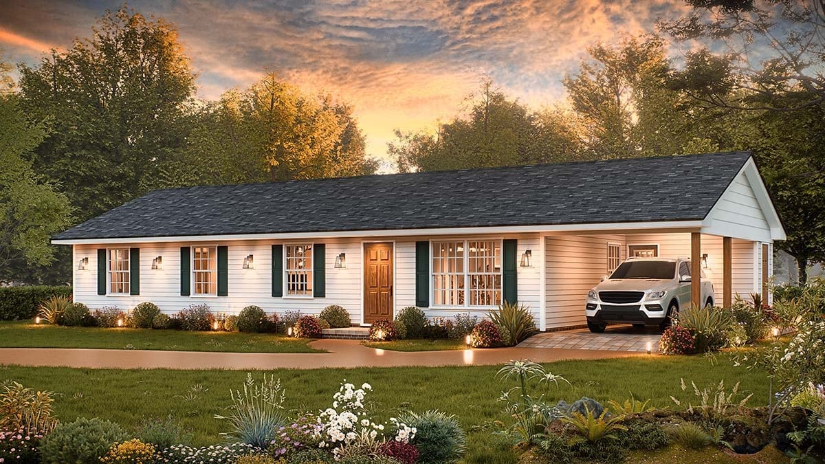 Plan 45481 | Rectangle Ranch House Plan