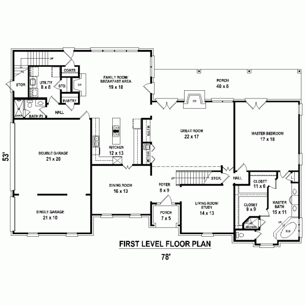 Plan 47507 | Traditional Style with 5 Bed, 4 Bath, 3 Car Garage