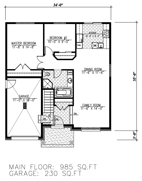 Plan 48289 | with 2 Bed, 1 Bath, 1 Car Garage