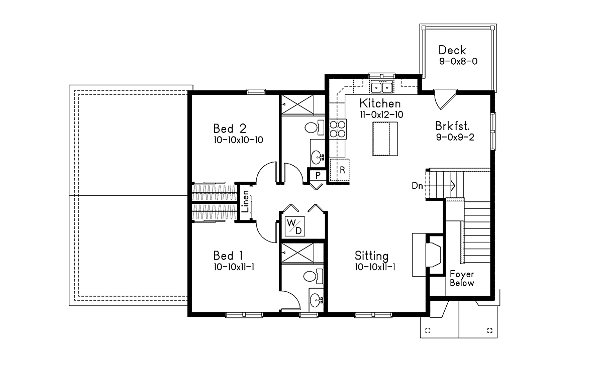 Plan 52216 | Traditional Style with 2 Bed, 3 Bath, 3 Car Garage