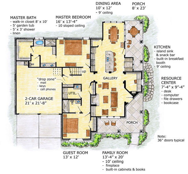 Plan 56513 | Traditional Style with 2 Bed, 3 Bath, 2 Car Garage