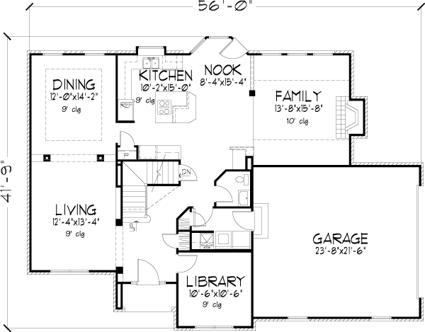 Plan 57518 | European Style with 3 Bed, 3 Bath, 2 Car Garage