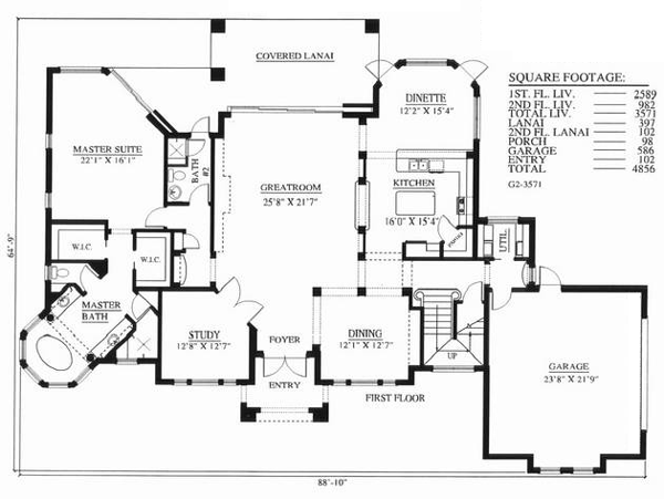 Plan 60545 | Mediterranean Style with 3 Bed, 4 Bath, 2 Car Garage