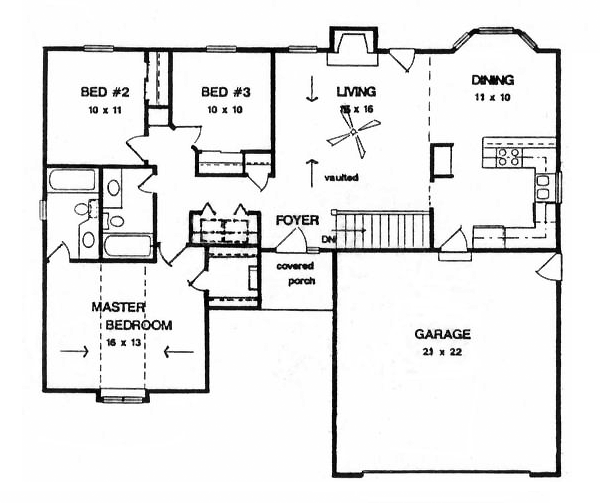 Plan 62528 | Ranch Style with 3 Bed, 2 Bath, 2 Car Garage