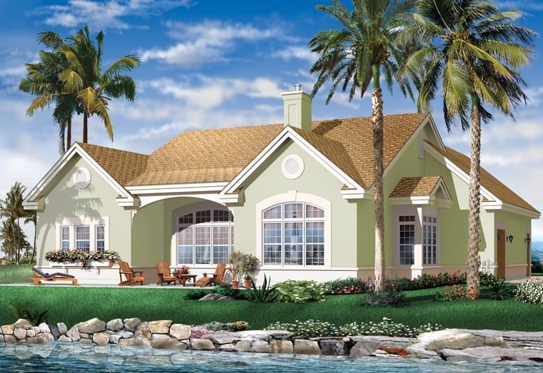 Plan 64986 | Mediterranean Style with 3 Bed, 2 Bath, 2 Car Garage