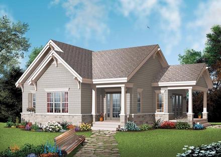Plan 65386 | Ranch Style with 1 Bed, 1 Bath