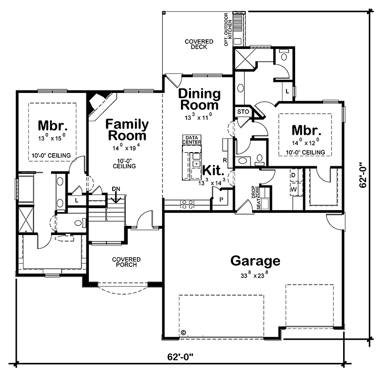 Plan 66796 | Two Master Suites and an Open Home Floor Plan