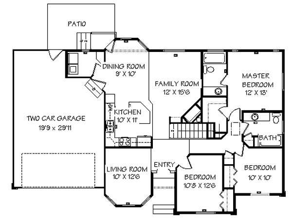 Plan 72413 | Traditional Style with 3 Bed, 2 Bath, 3 Car Garage