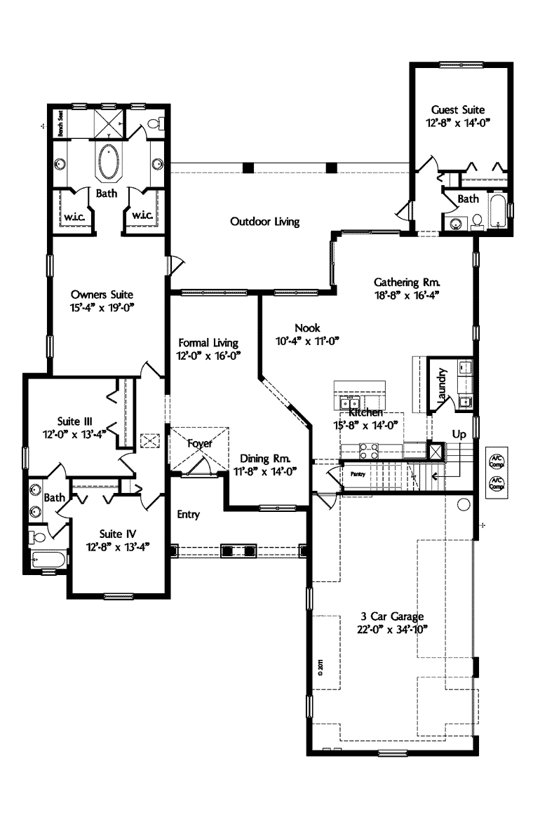 Plan 74290 | Mediterranean Style with 4 Bed, 5 Bath, 3 Car Garage