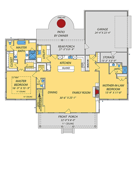 Plan 74679 | Traditional Style with 4 Bed, 4 Bath, 2 Car Garage