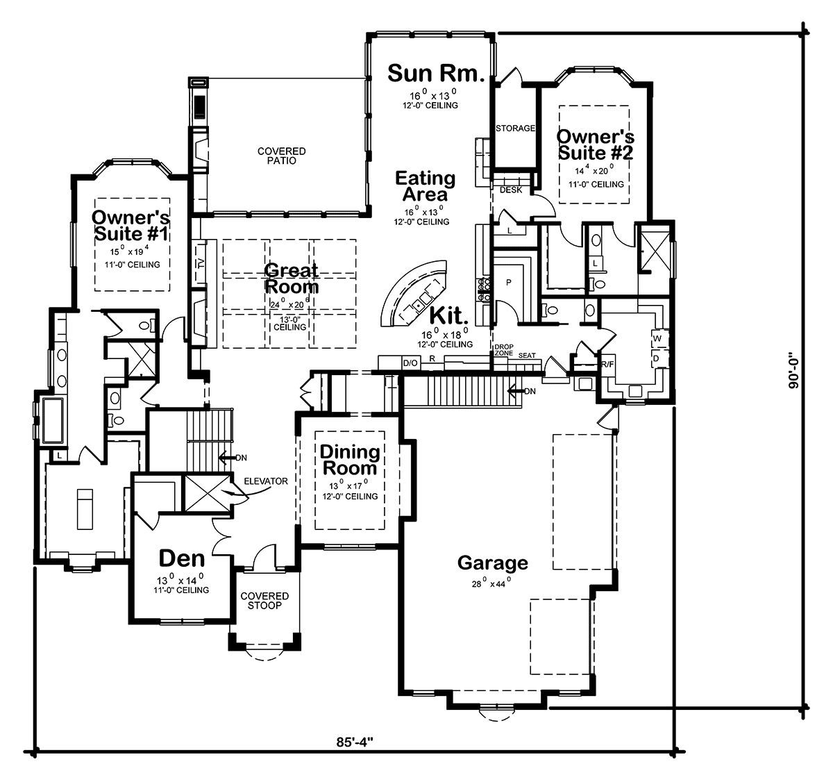 Plan 75755 | Traditional Style with 2 Bed, 4 Bath, 3 Car Garage