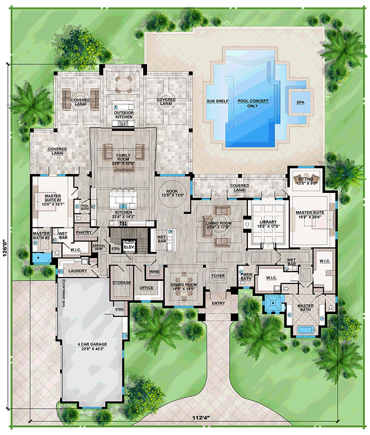 Plan 75963 | Mediterranean Style with 5 Bed, 7 Bath, 4 Car Garage