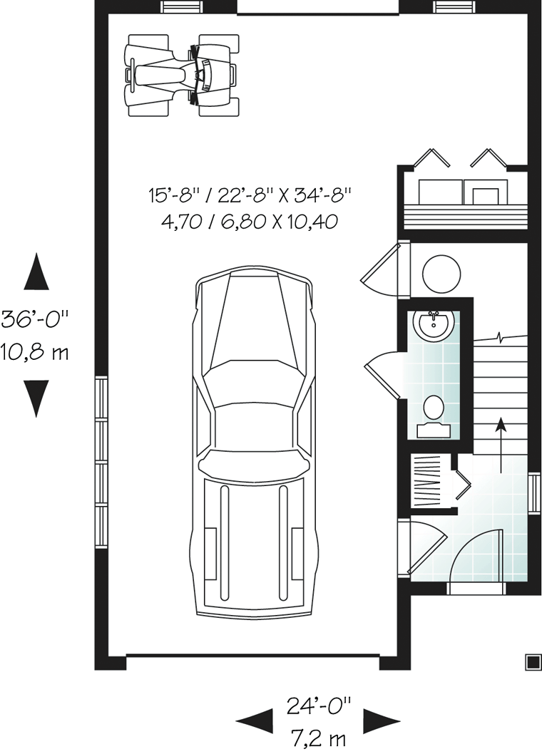 Plan 76270 | Traditional Style 1 Car Garage Apartment with 2 Bed,