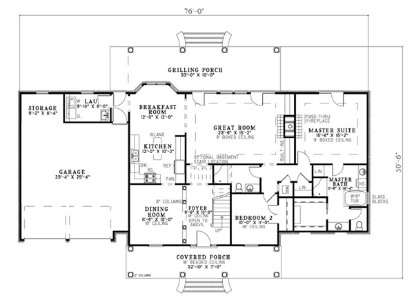 Plan 82122 | Country Style with 4 Bed, 3 Bath, 2 Car Garage