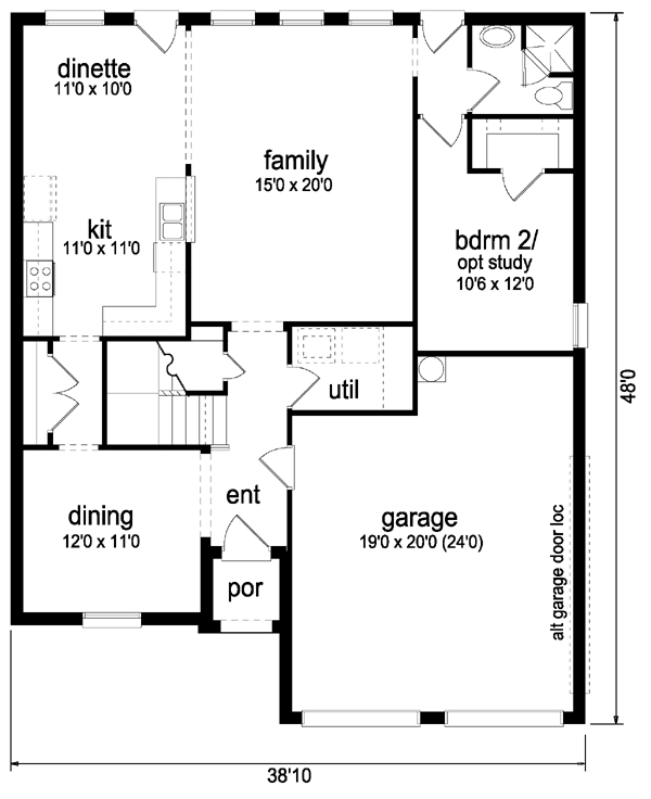 Plan 88699 | Traditional Style with 5 Bed, 3 Bath, 2 Car Garage